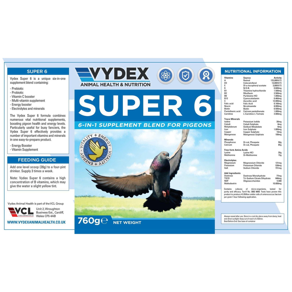 Vydex Super 6 A Six-In-One Supplement Blend for Pigeons - Performance ...